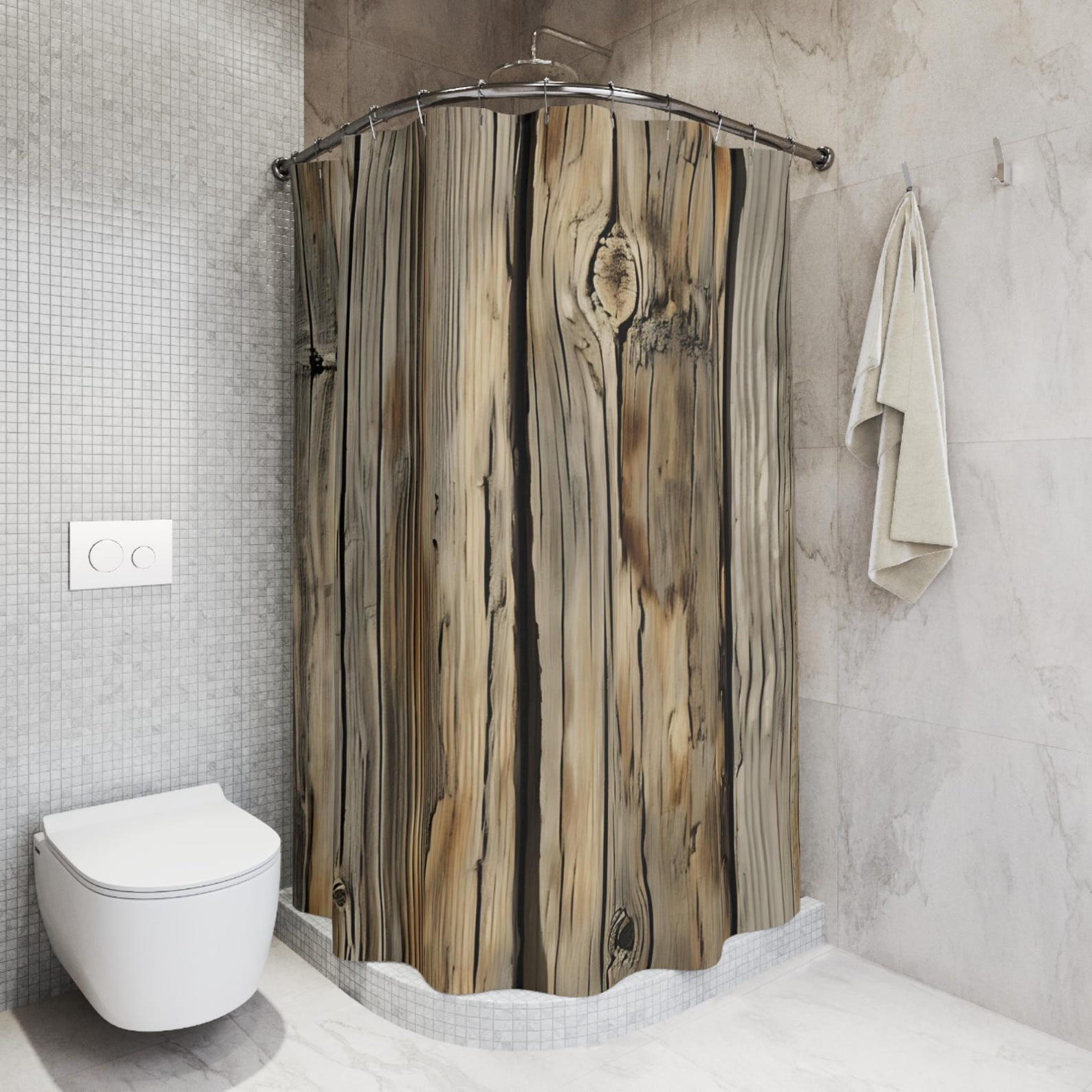 Rustic Wood Look Shower Curtains, Barn Siding Bath Decor, Lodge Home ...