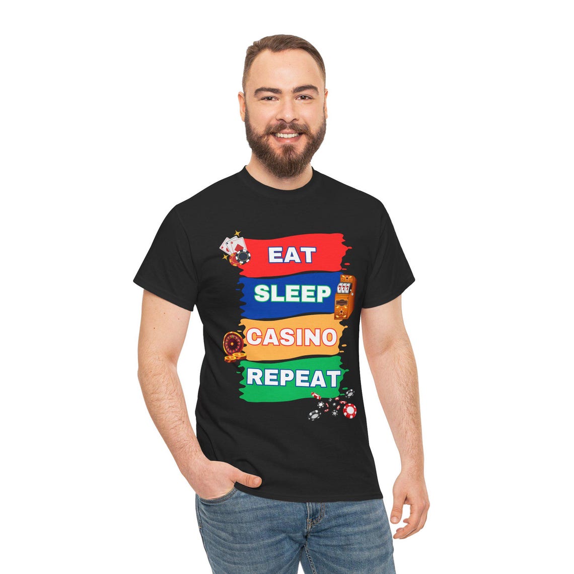 Funny Sarcastic Casino T Shirt, Eat Sleep Casino Repeat T-shirt ...