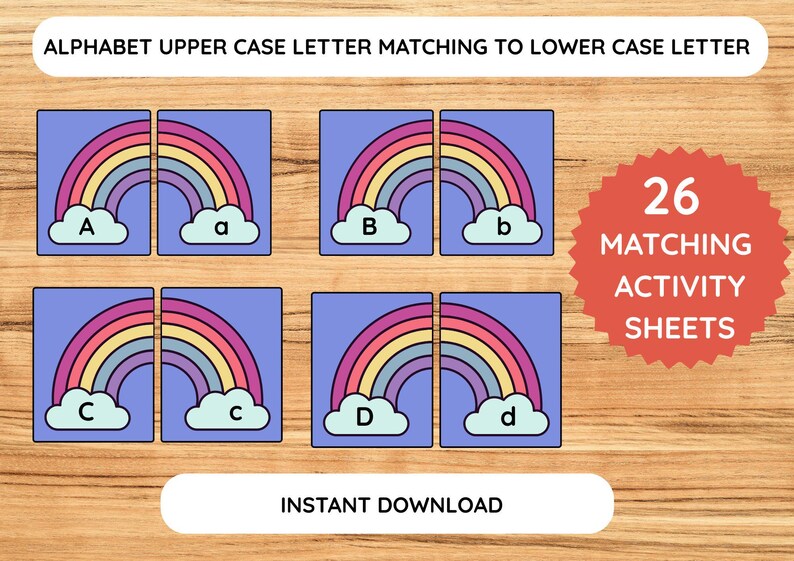 Alphabet Matching Activity: Upper and Lowercase Letters (printable PDF ...
