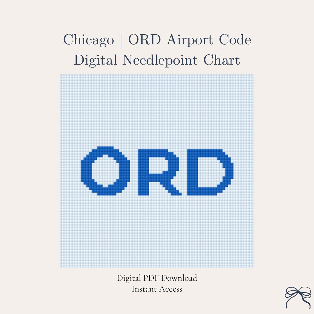 Chicago ORD Airport Code Needlepoint Chart: Modern Lake Michigan Decor ...