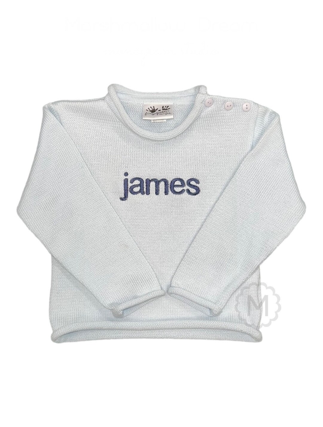 Personalized Light Blue Roll Neck Pullover Sweater for Infants and ...