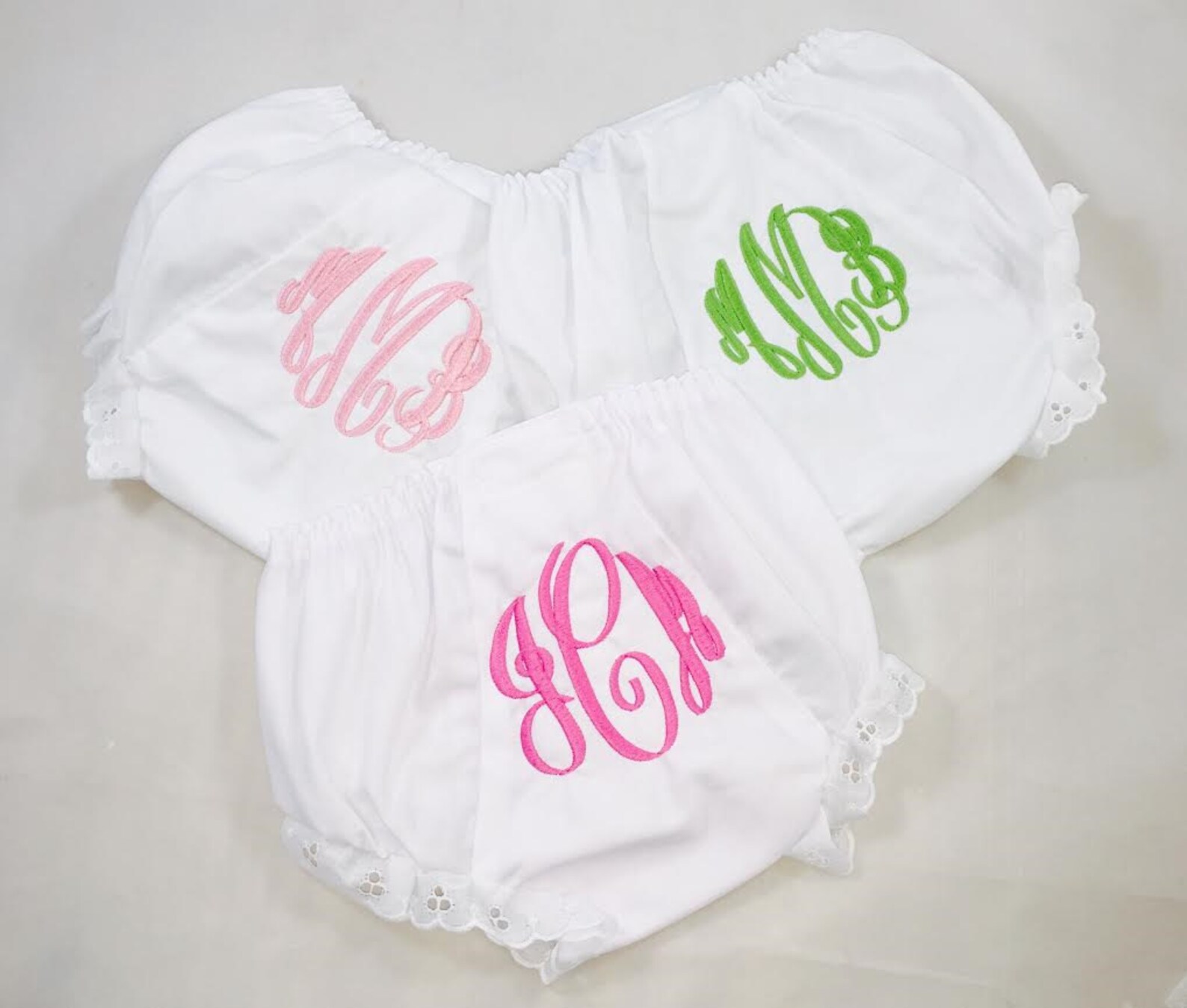 Monogrammed Classic White Eyelet Lace Trim Diaper Cover | Etsy