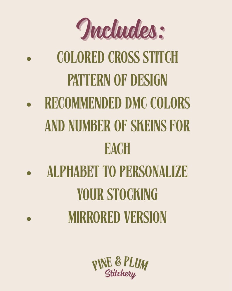 Christmas Stocking Cross Stitch Pattern PDF | Pink Mistletoe Stocking ...
