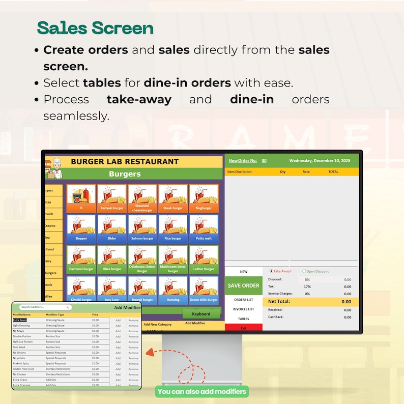 Restaurant POS Software | Billing, Table & Inventory Management | MS Access Excel Alternative - Etsy