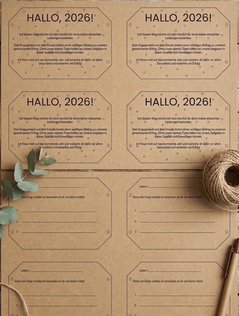 PDF Print Template, New Year 2026, Hello 2026!, Employee Appreciation ...