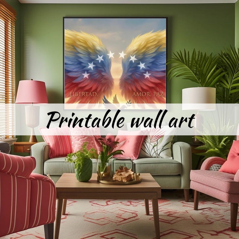 Venezuelan Flag Angel Wing Print – Patriotic Digital Wall Art (digital ...