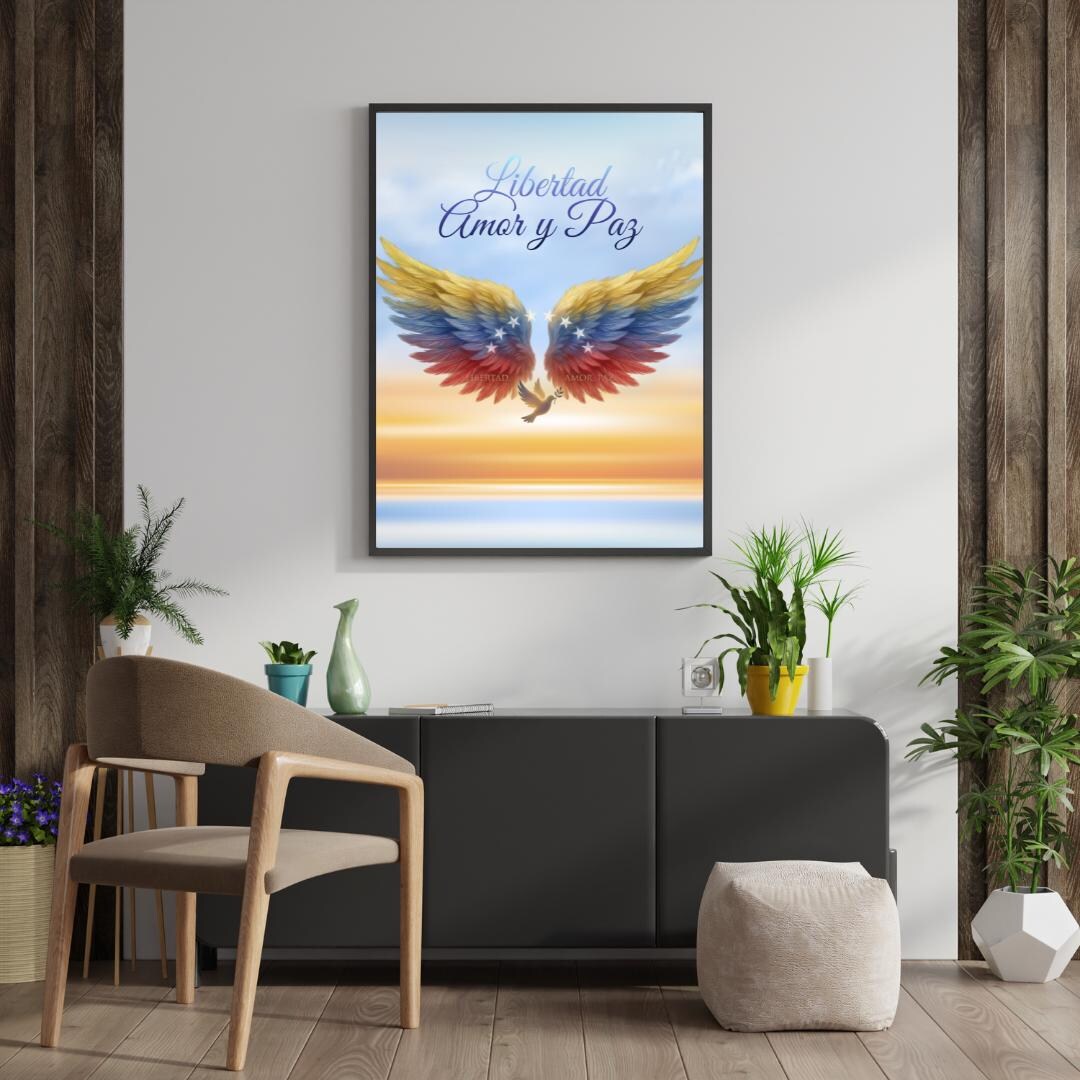 Venezuelan Flag Angel Wings Print – Libertad Amor Y Paz (digital ...