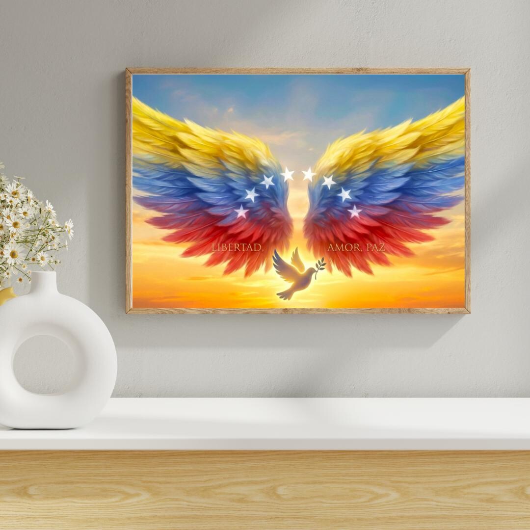 Venezuelan Angel Wing Wall Art - LIBERTAD, AMOR, PAZ - Digital Art ...