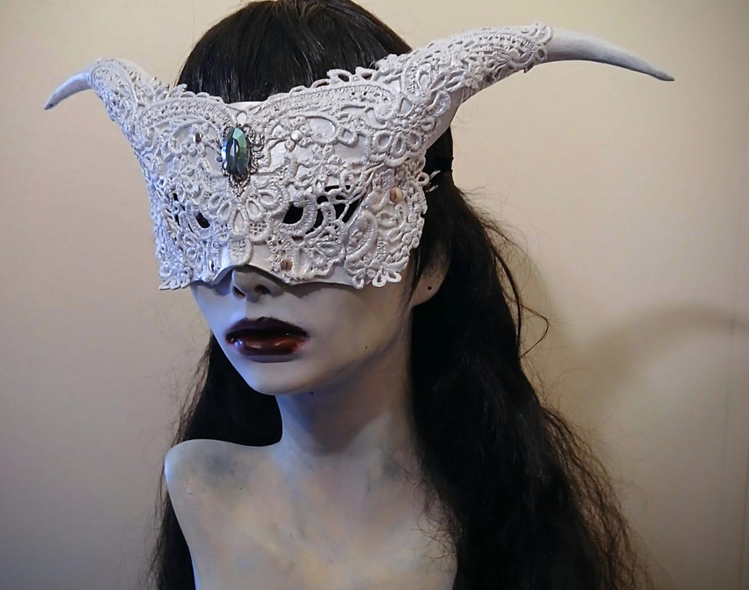 Veiled White "fauna Witch" Mask - Etsy