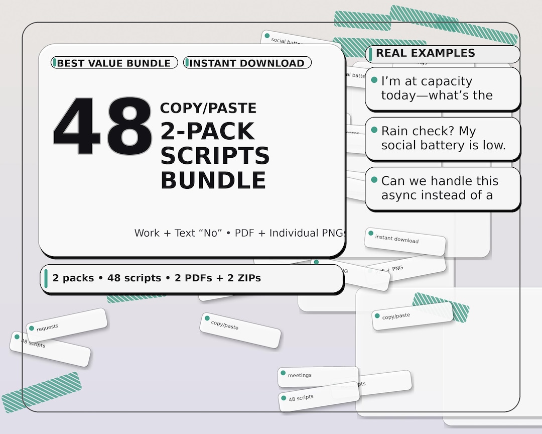 48 Copy/paste Scripts Bundle | Work Boundaries + Polite “no” Texts - Etsy