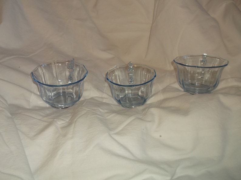 3 Cambridge Glass Blue DECAGON Cups Vintage Cottage Chic - Etsy