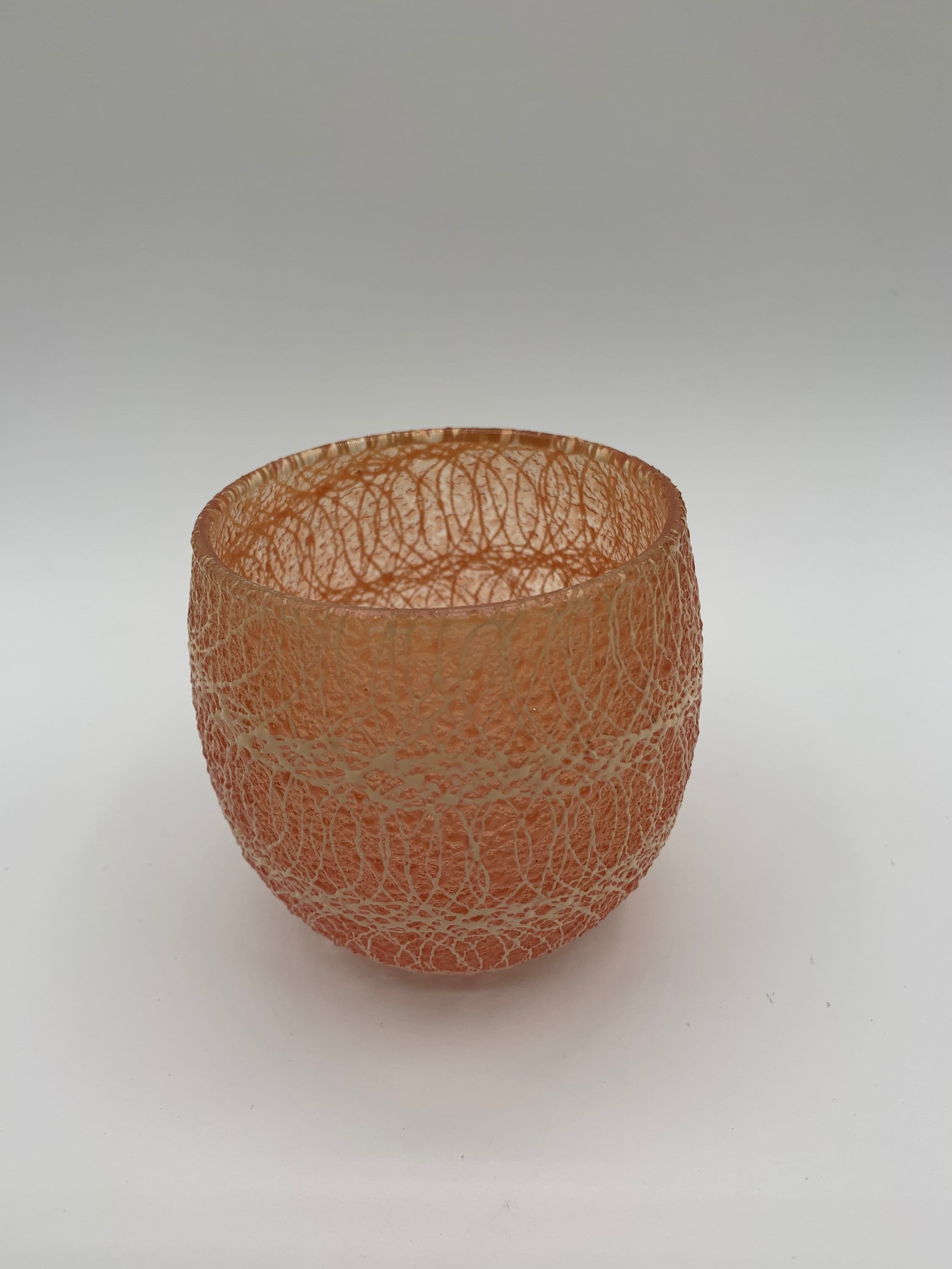 Vintage Colorcraft Orange Spaghetti String Roly Poly Glass Tumbler 10 ...