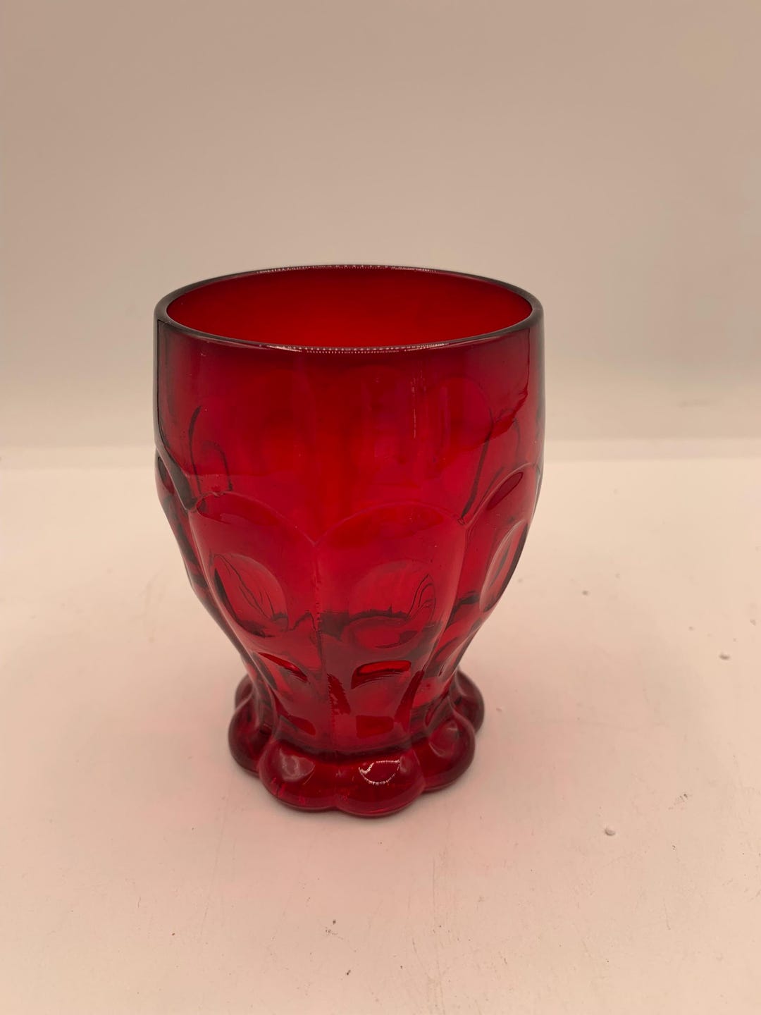 Fenton Royal Ruby Red 1933 Thumbprint Rayed Flat Tumbler Glass 8 Oz - Etsy