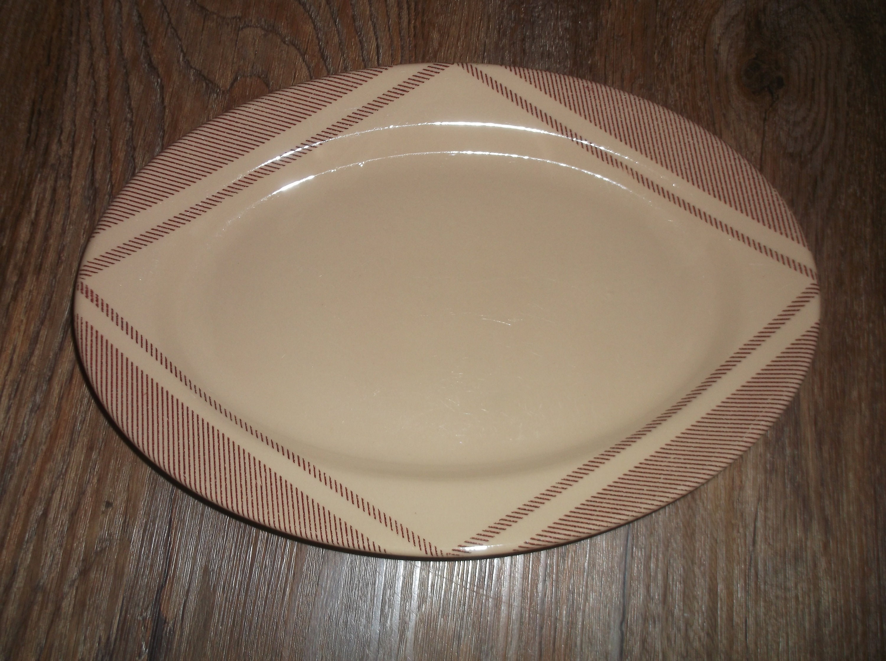 Tepco China USA Restaurant Ware Tan & Brown Lines Platter | Etsy