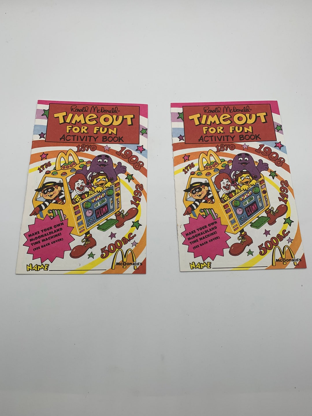 2 Vintage 1994 Ronald Mcdonald Mcdonald's Time Out for Fun Activity ...