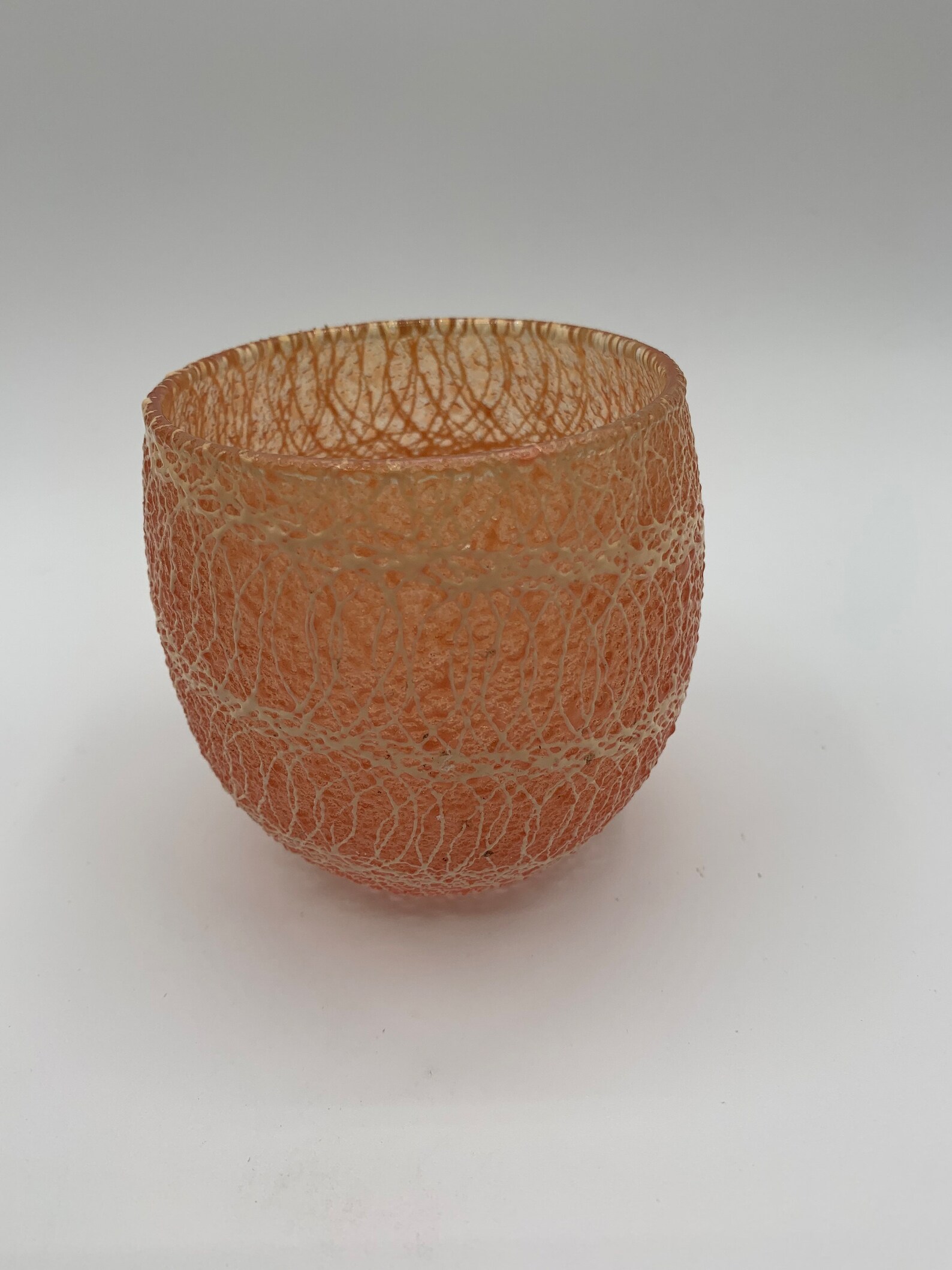 Vintage Colorcraft Orange Spaghetti String Roly Poly Glass Tumbler 10 ...