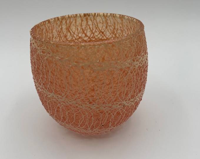 Vintage Colorcraft Orange Spaghetti String Roly Poly Glass Tumbler 10 ...