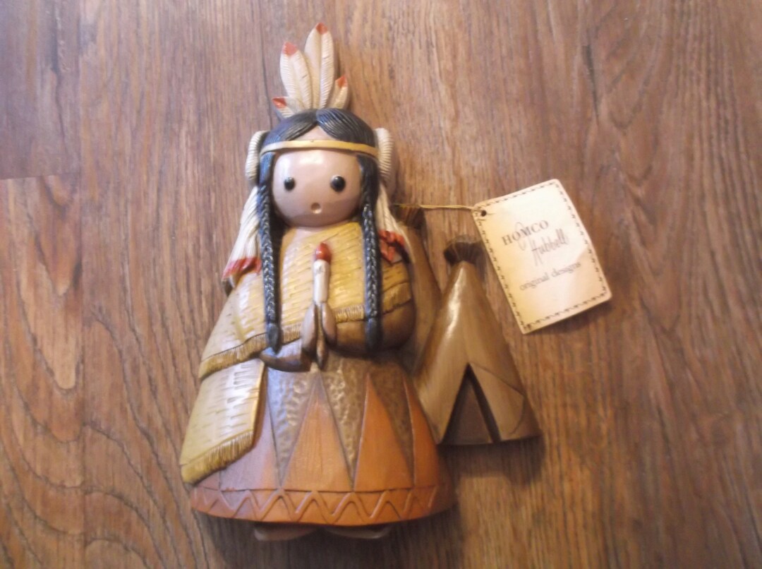 Homco Hubbell Burlwood Maiden & Native Teepee Plastic Wall Plaque 13 ...