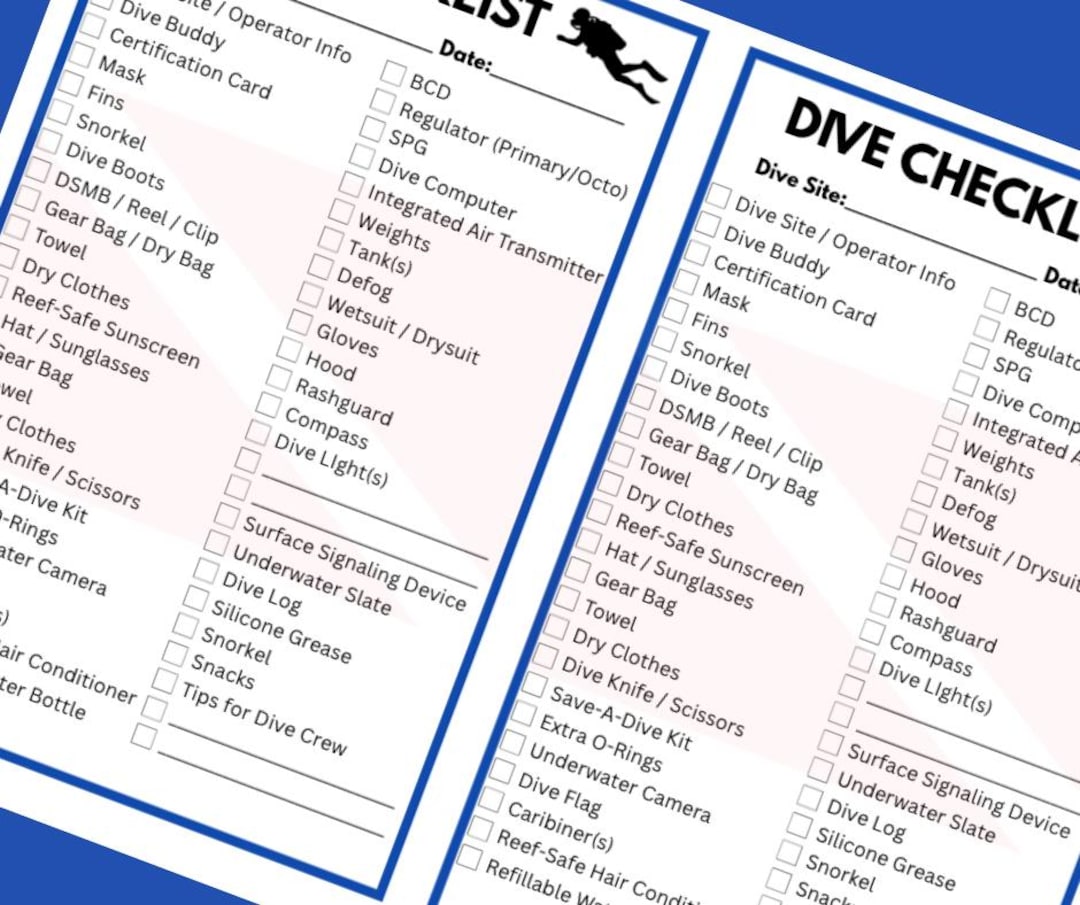 Scuba Diving Checklist - Etsy