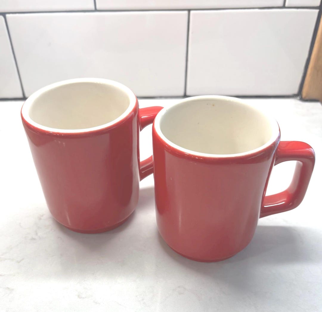 Vintage Diner Mugs, Red/set of 2 - Etsy
