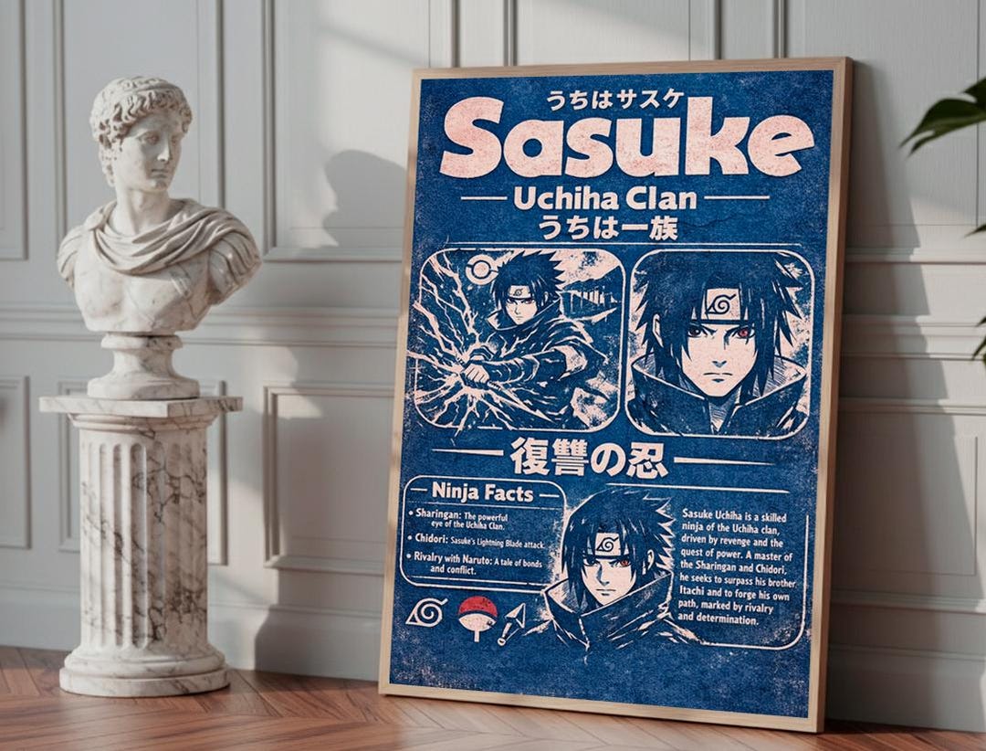Sasuke Uchiha Wall Art-naruto Anime Poster , Japanese Style Print, Mid ...