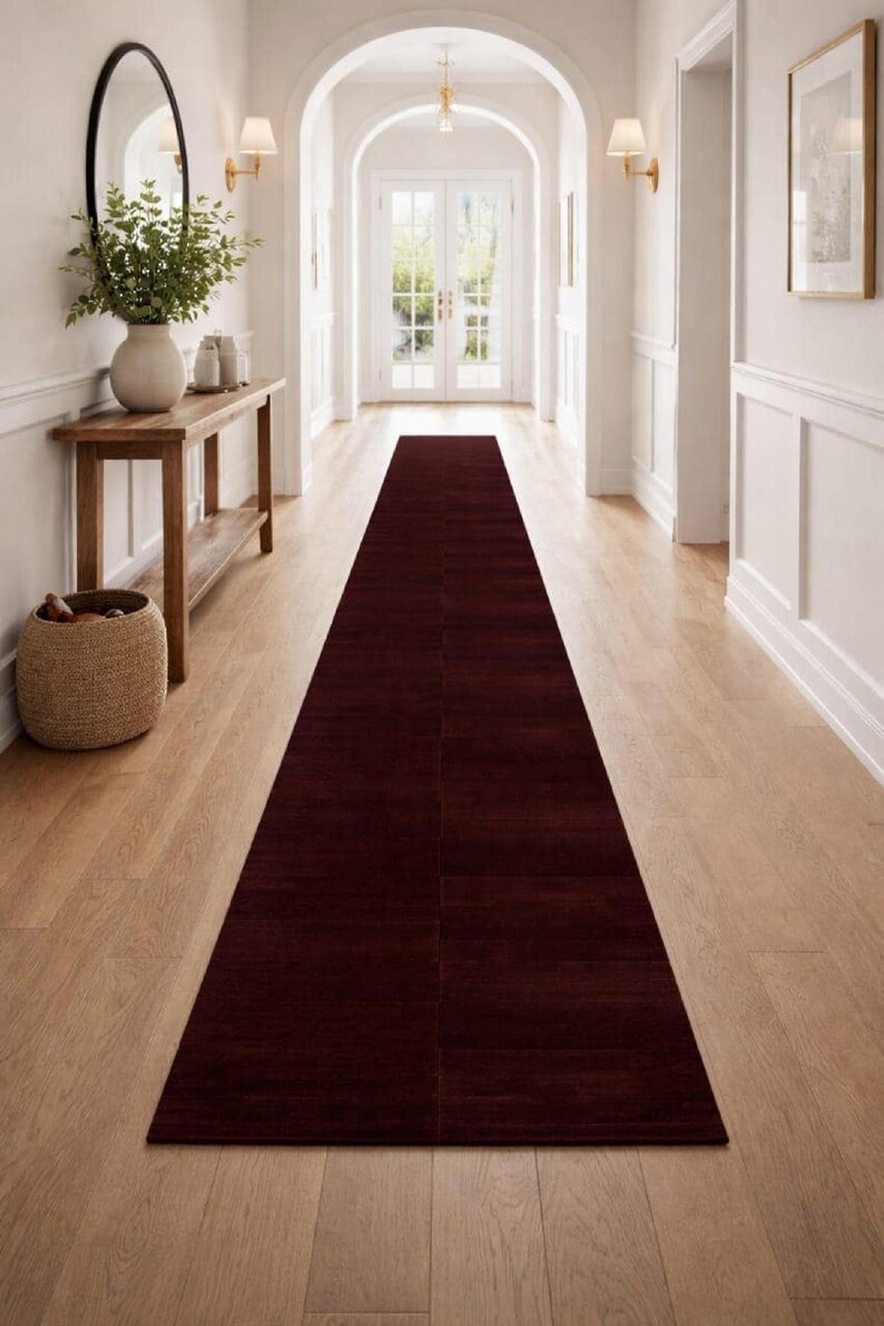 Chocolate Brown Runner Rug | Solid Cokleti Wool Runner Carpet ...
