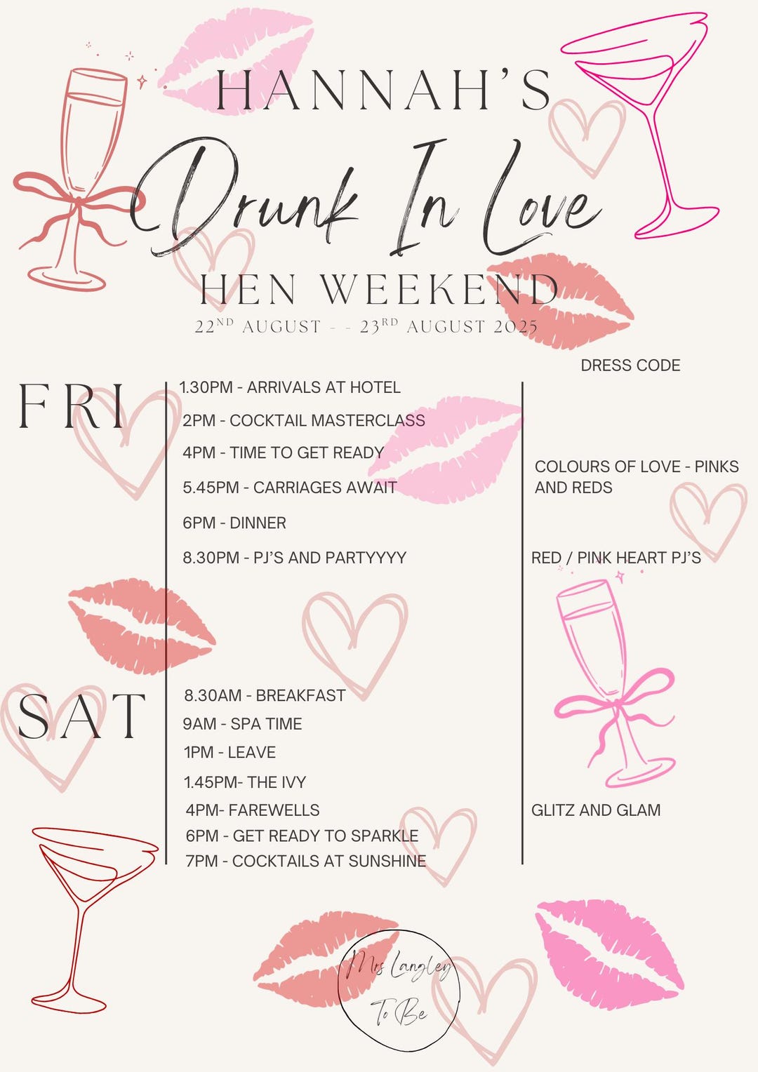 Drunk in Love Hen Do Invitation/itinerary Templates - Etsy
