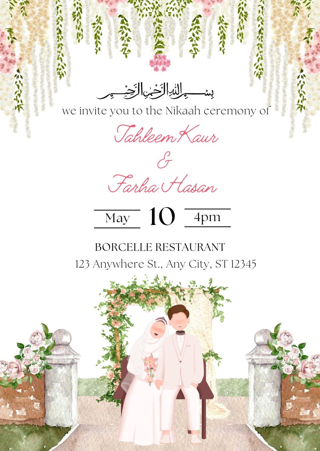 Muslim Nikah Certificate Template | Islamic Wedding Certificate ...