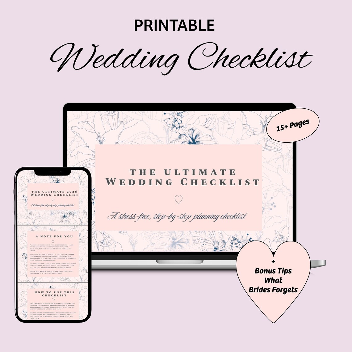 Printable Wedding Checklist PDF | Wedding Planning Checklist | Wedding ...