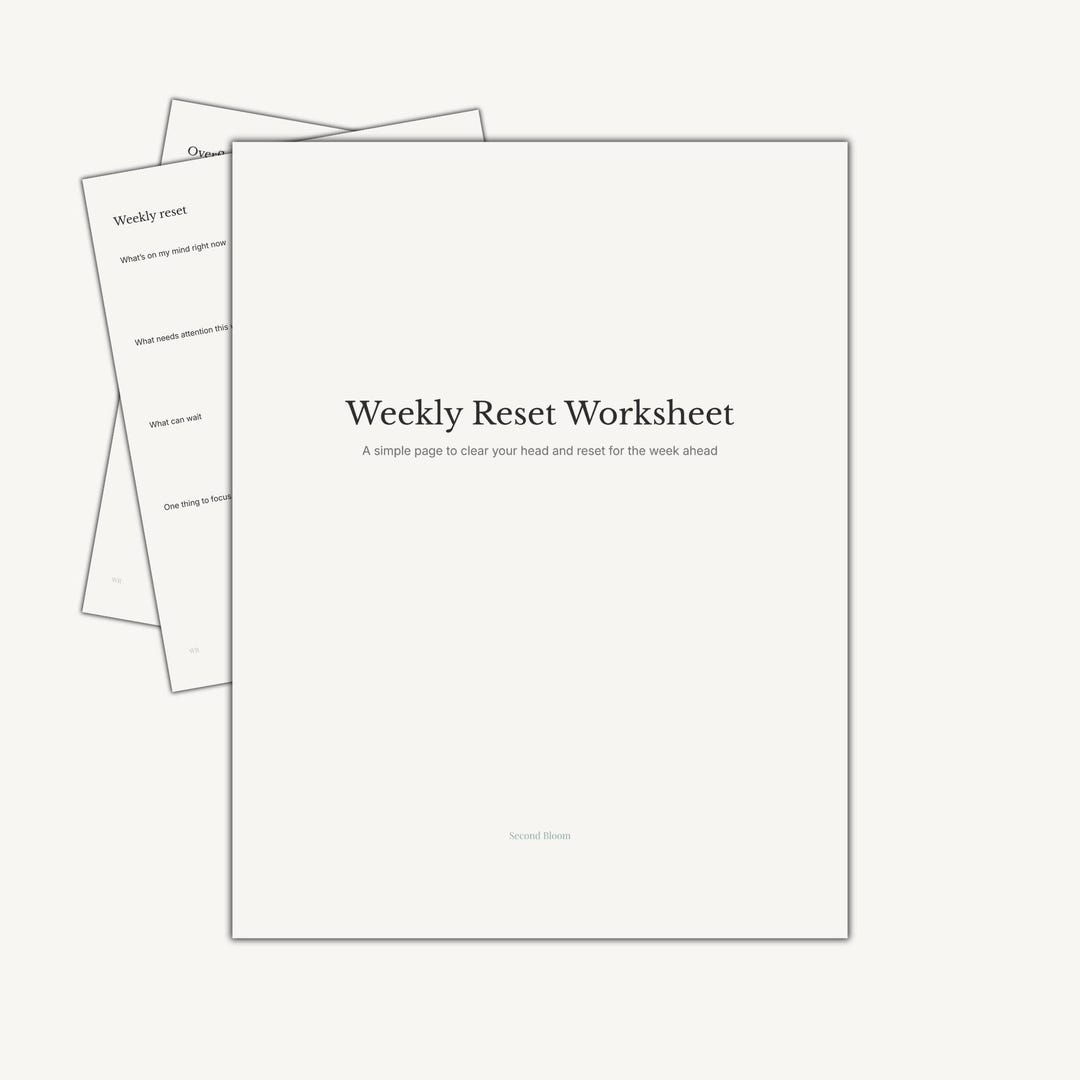 Weekly Reset Worksheet | Clear Your Head & Refocus for the Week - Etsy