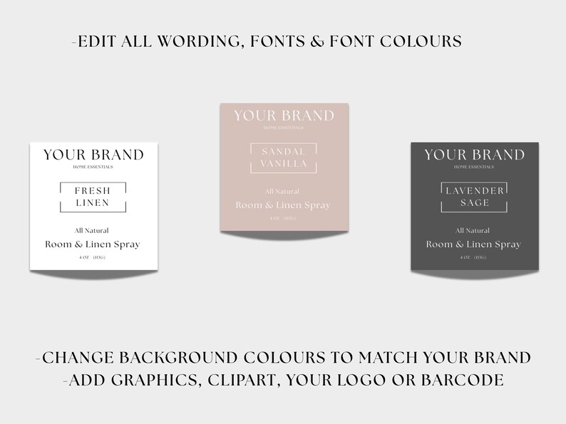 Editable Room & Linen Spray Label Template | Minimalist Design (canva ...