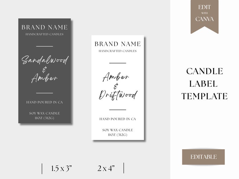 Vertical Candle Label Template | Editable Minimal Candle Label | Modern ...