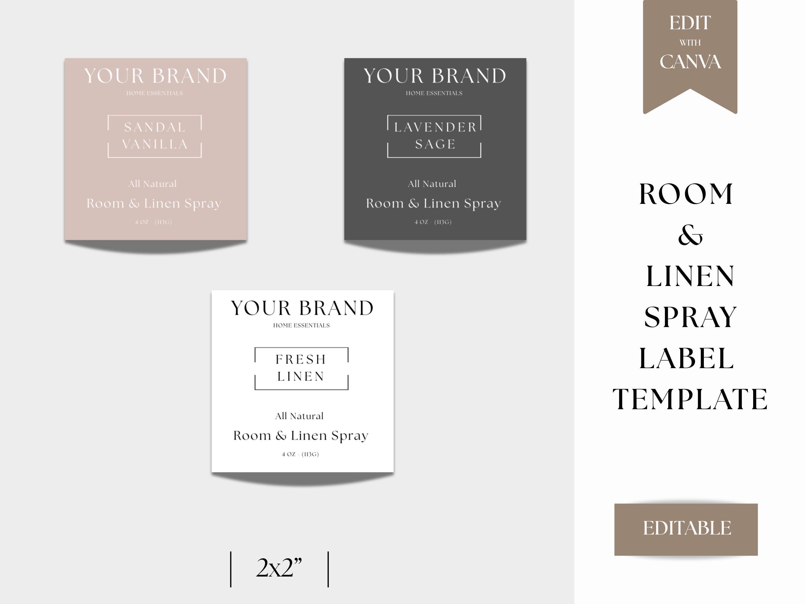 Editable Room & Linen Spray Label Template | Minimalist Design (canva ...