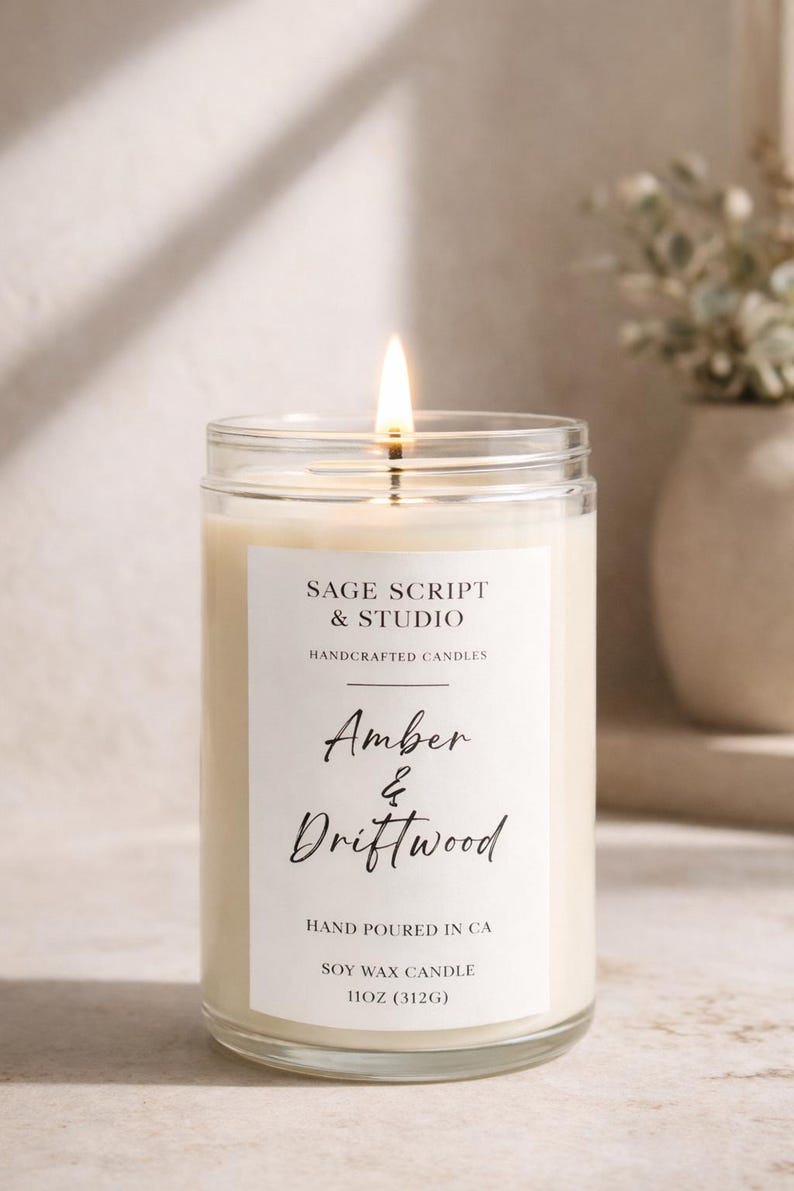 Vertical Candle Label Template | Editable Minimal Candle Label | Modern ...