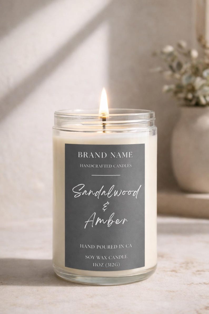 Vertical Candle Label Template | Editable Minimal Candle Label | Modern ...