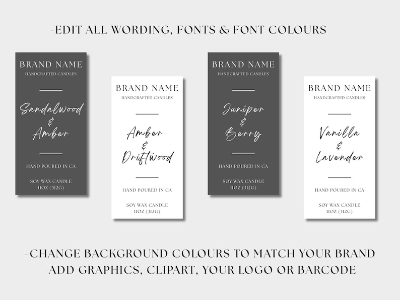 Vertical Candle Label Template | Editable Minimal Candle Label | Modern ...