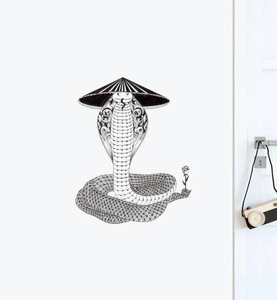 Mysterious Snake Wall Sticker Decal Illustration Wall - Etsy