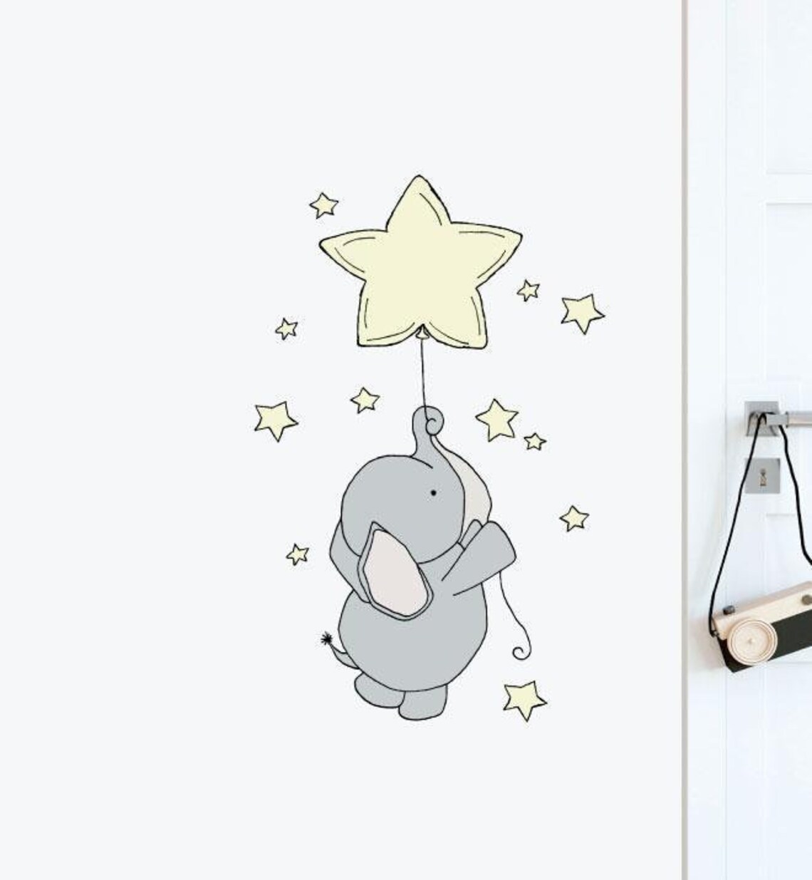 Elephant Floating With Star Balloon Wall Sticker Decal | Nursery Wall ...
