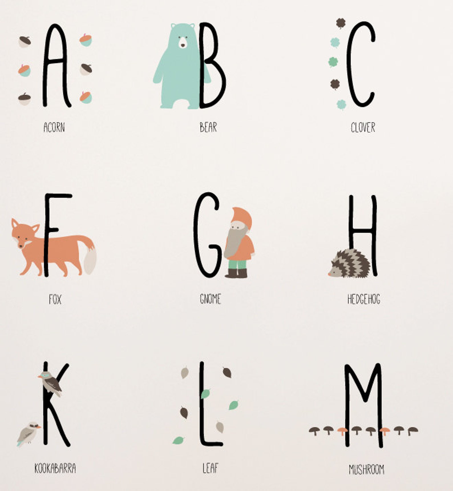 Woodland Animal Alphabet Wall Sticker Decal Educational Wall - Etsy