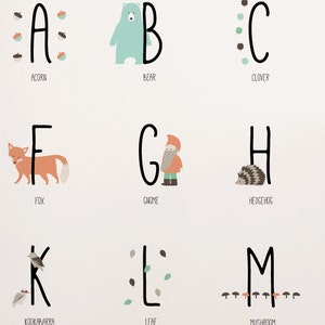 Woodland Animal Alphabet Wall Sticker Decal | Educational Wall Stickers ...