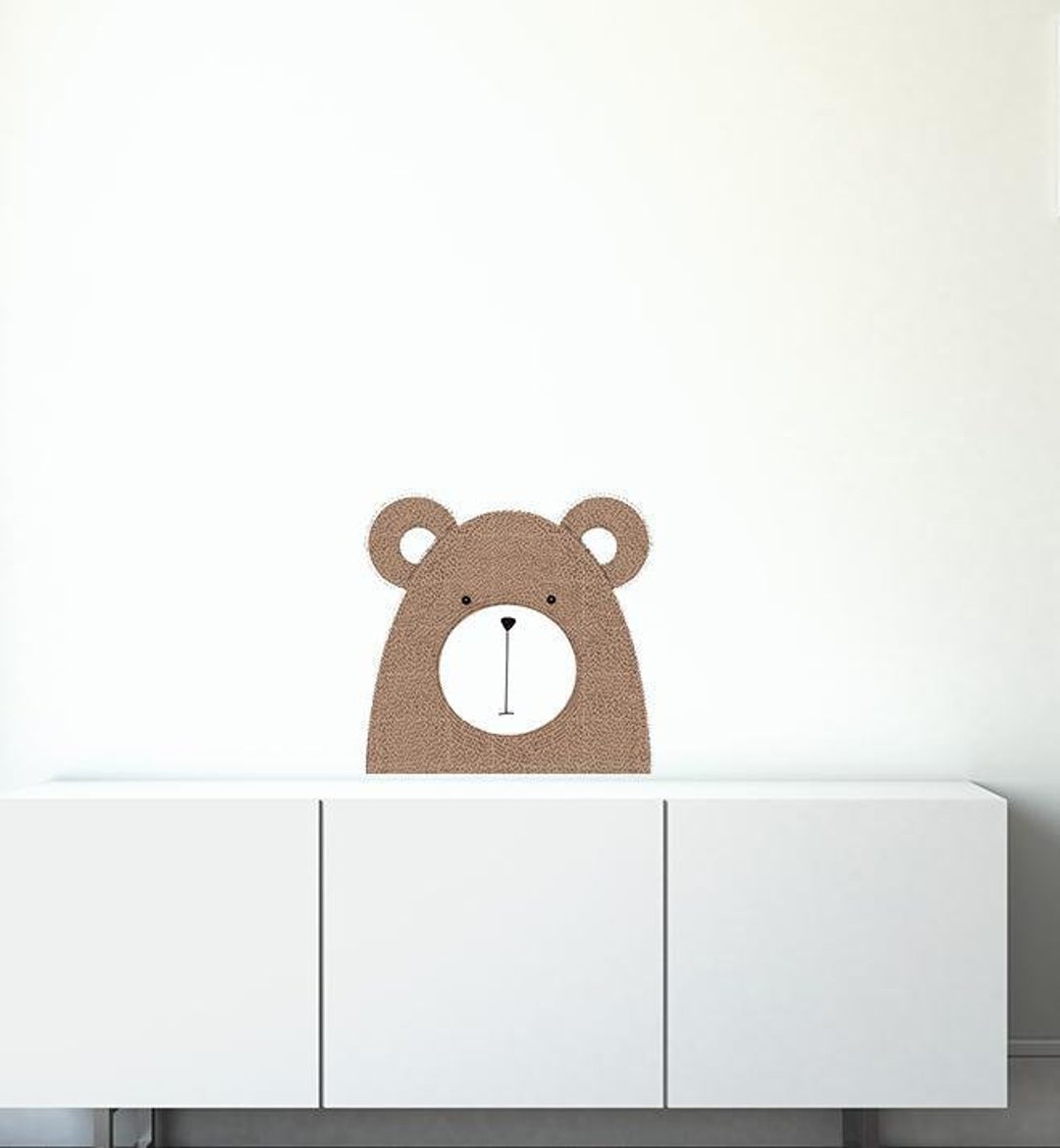 Fuzzy Bear Face Wall Sticker Decal | Kids Wall Stickers, Animals Wall ...