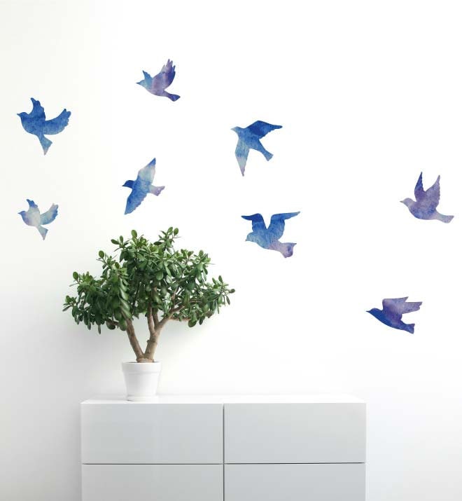 Watercolor Flock Of Birds Wall Sticker Decal Kids Wall | Etsy
