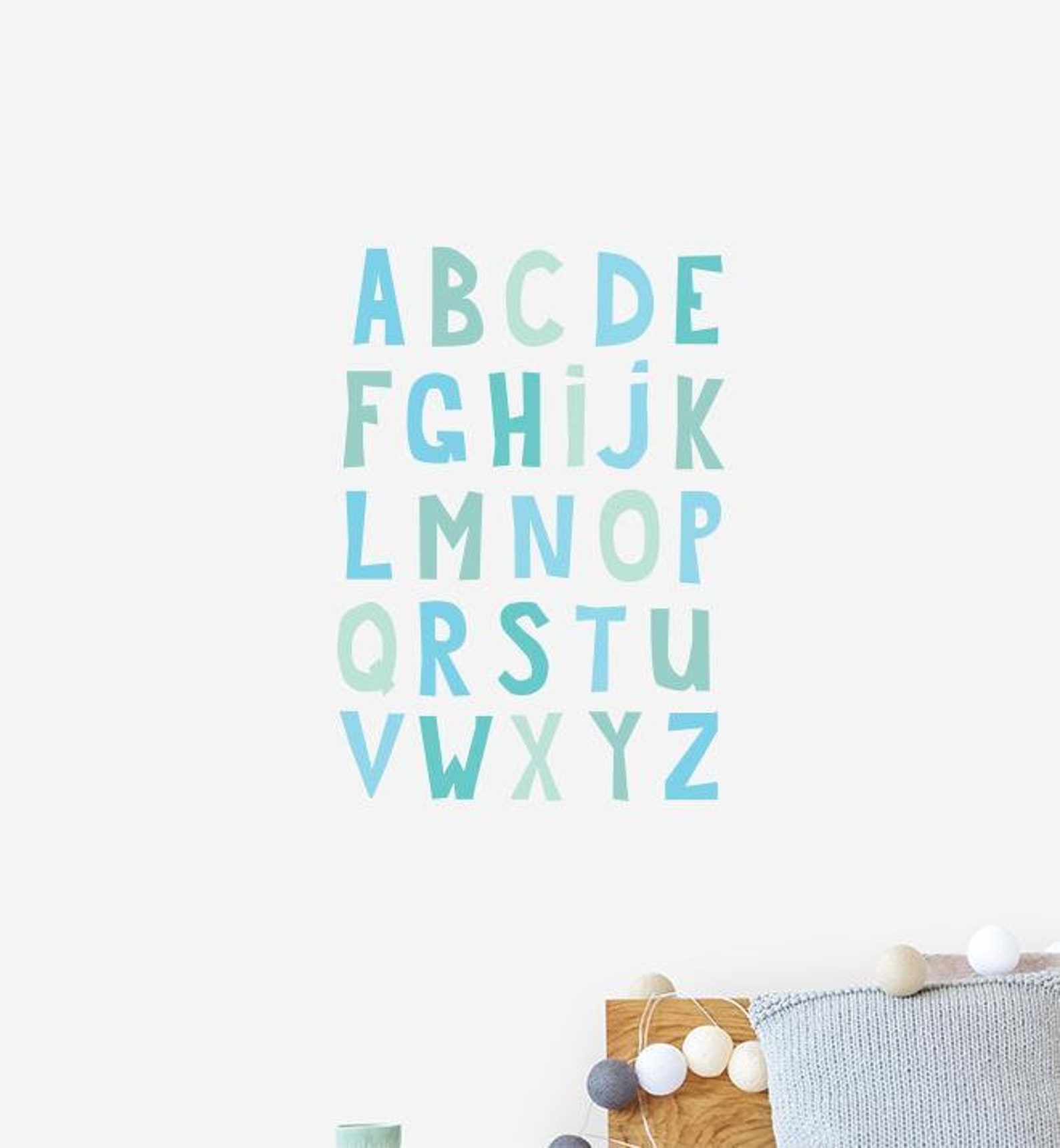 Aqua Alphabet Wall Sticker Decal Educational Wall Stickers | Etsy