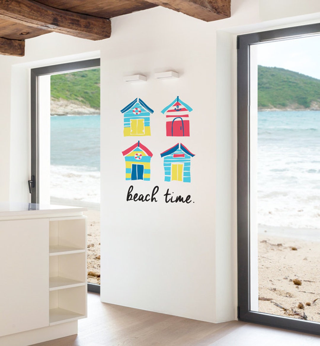 Brighton Beach Huts Wall Sticker Decal | Illustration Wall Stickers ...