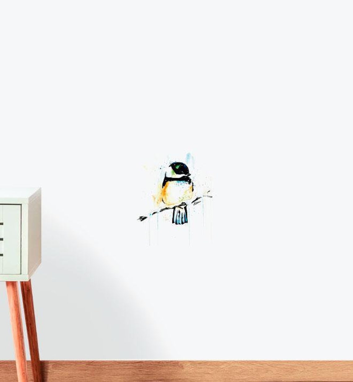 Chickadee Winter Friend Wall Sticker Decal Illustration - Etsy