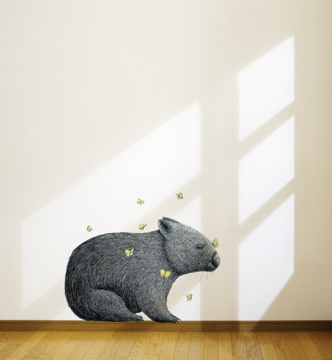 Wombat With Mariposa Wall Sticker Decal | Australian Animal Decals ...