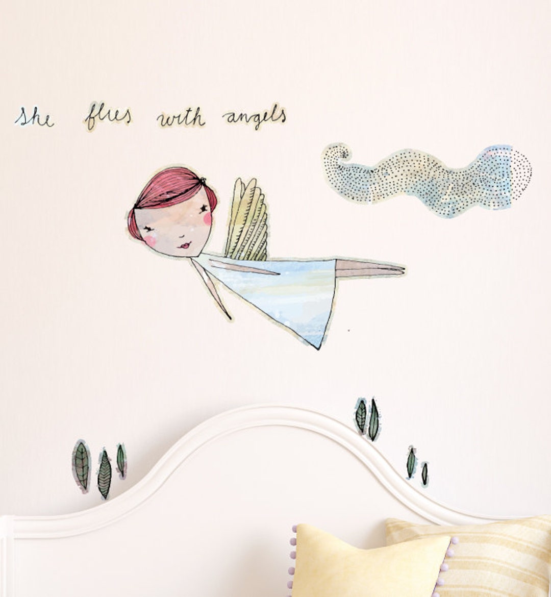 She Flies With Angels Wall Sticker Decal | Nursery Wall Stickers ...