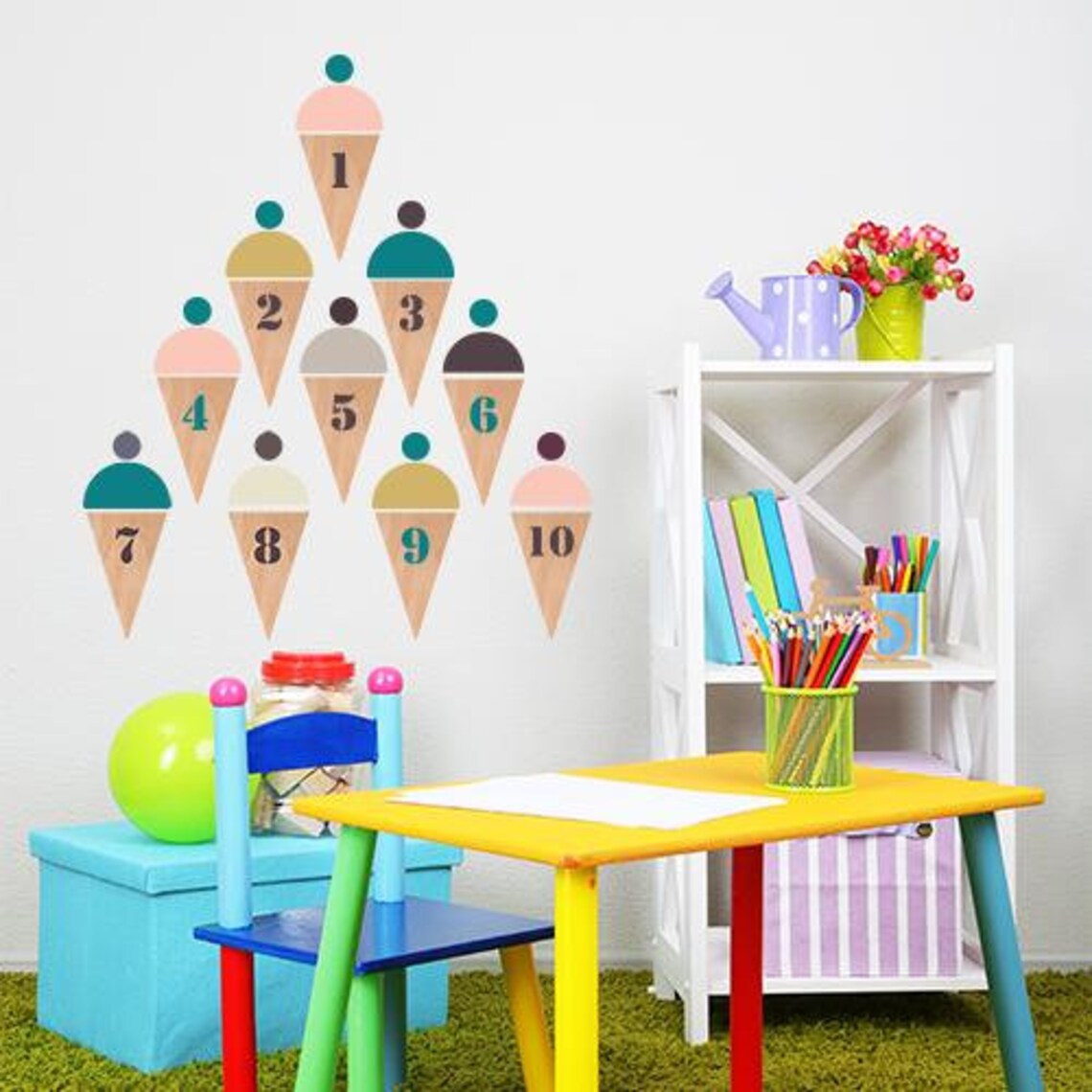 Ice Cream Numerals Wall Sticker Decal Educational Wall - Etsy