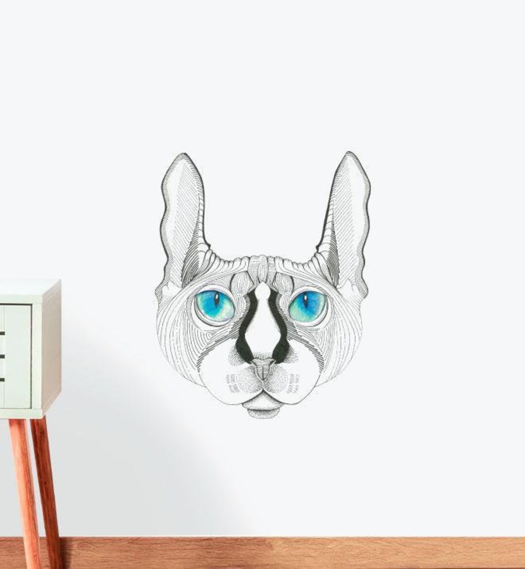Sphynx With Stunning Eyes Wall Sticker Decal | Illustration Wall ...