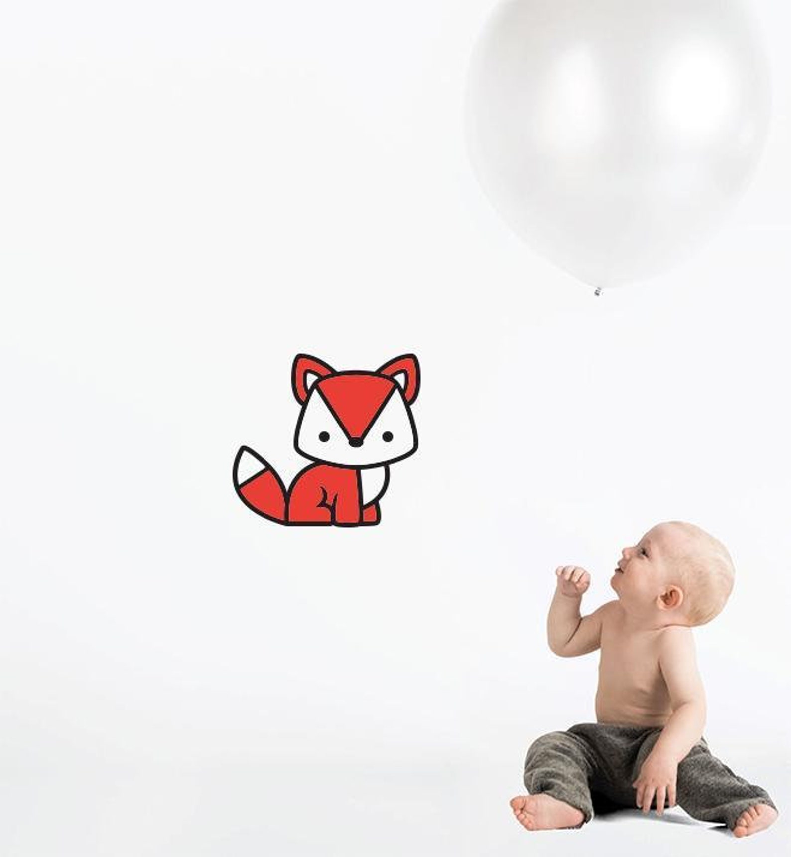 Simple Red Fox Wall Sticker Decal Kids Wall Stickers - Etsy